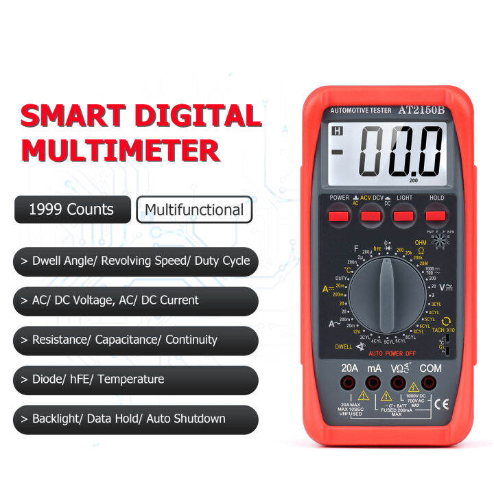 Smart Digital Multimeter 1999 Counts LCD Backlight Electrical ...