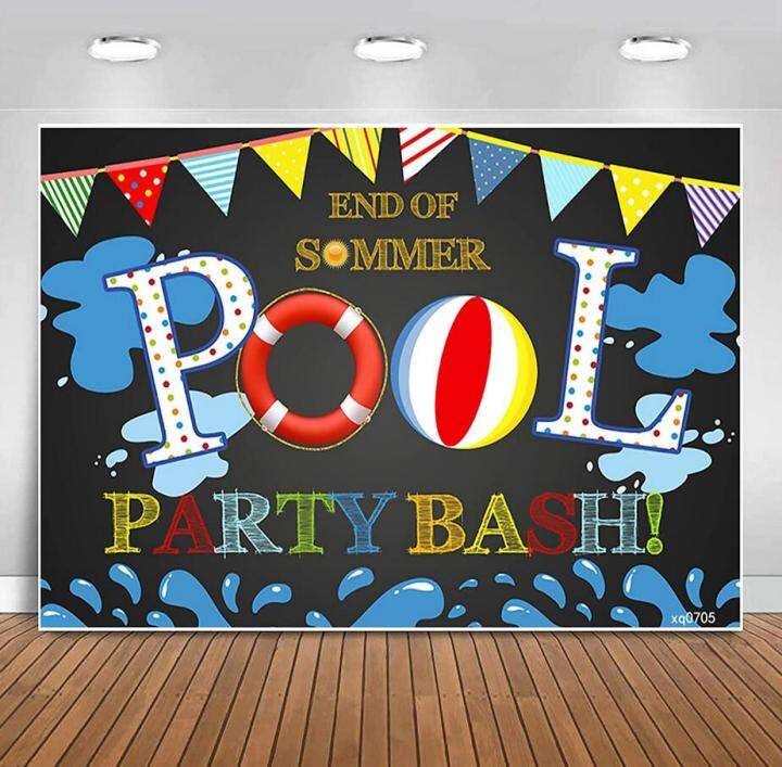 5x3ft Pool Party Backdrop Summer Swimming Balls Lifebuoy Water Wave ...