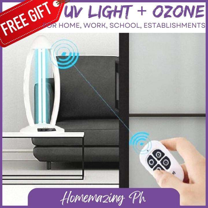 Homemazing Ph UV Light Plus Ozone | LED AC220V UV Sterilizer Light with Plug, 38W with Remote ...
