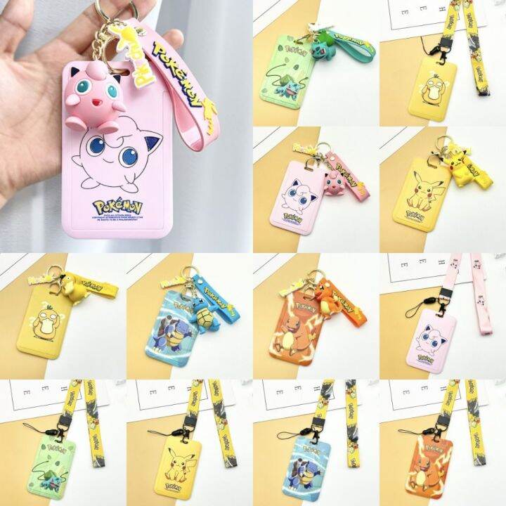 BELLERY Cartoon Pikachu Lanyard Card Holders Plastic Doll Pendant Pokemon Card Holders Card ...