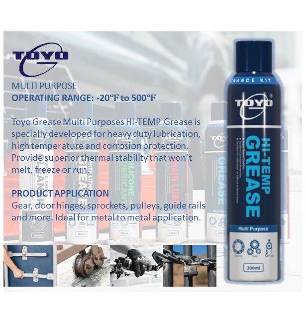 TOYO MULTI-PURPOSE HIGH TEMP GREASE AUROSOL SPRAY 300ML | Lazada