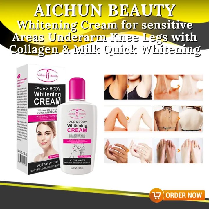 AICHUN BEAUTY Whitening Cream for sensitive Areas Underarm Knee Legs with Collagen & Milk Quick ...