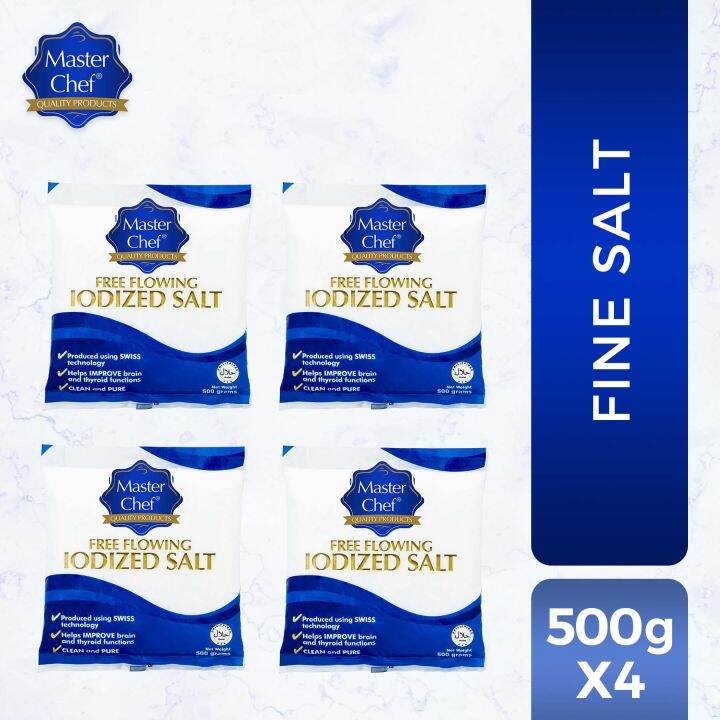 Master Chef Free Flowing Iodized Salt (99.9% Purity) 500g - Bundle of 4s | Lazada PH