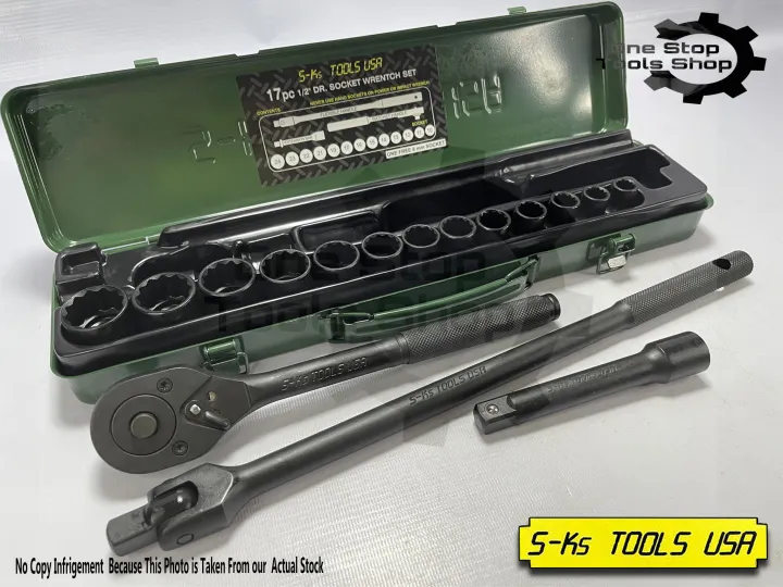 ONE STOP TOOL SHOP Original S-Ks Tools 17 Pcs. 1/2 Drive Socket Wrench Set 12 Points | Lazada PH