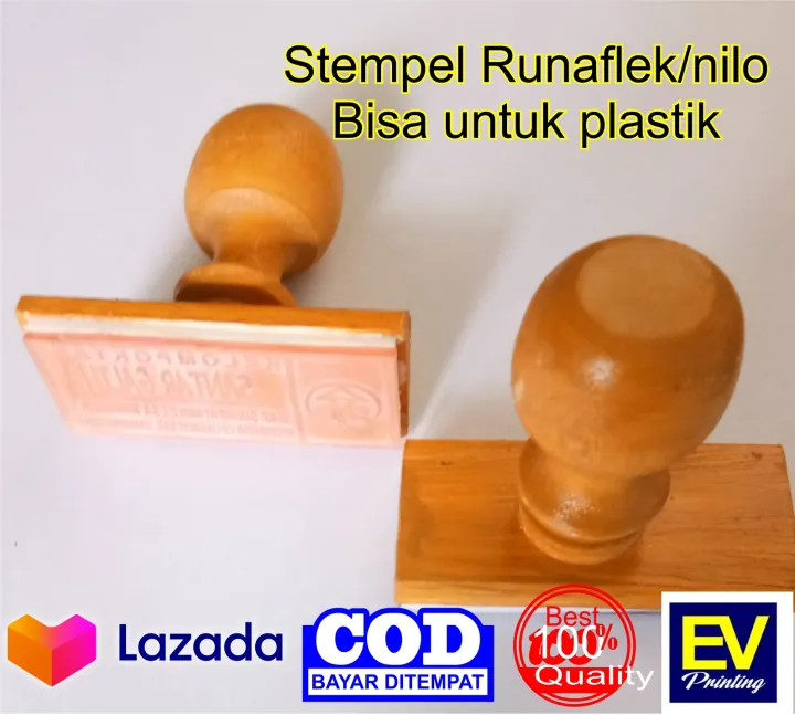 stempel kayu // Stempel kertas // stempel runaflek | Lazada Indonesia