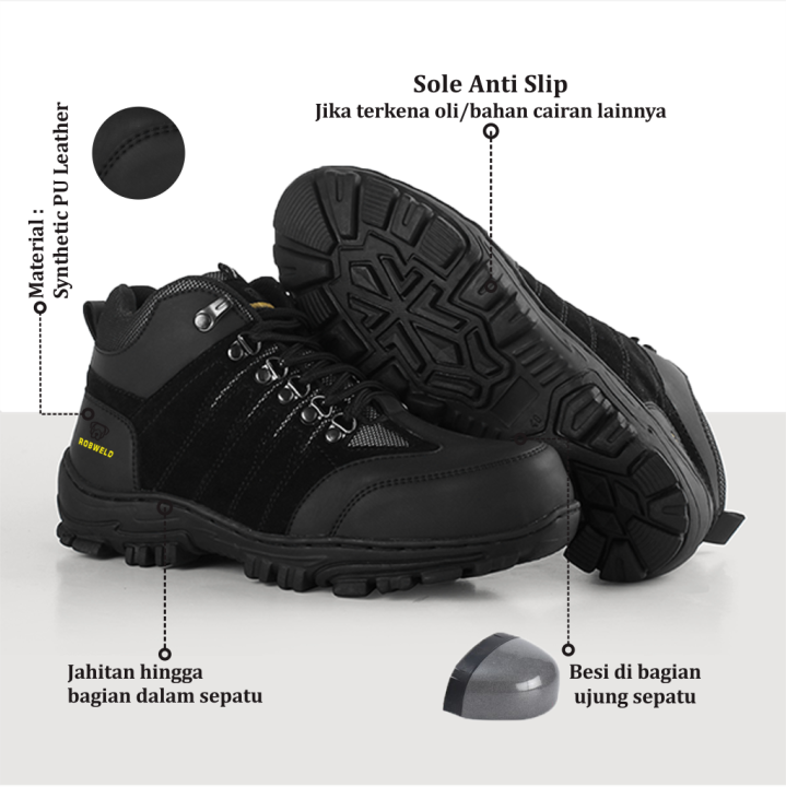 Sepatu Safety Pria Sefty Boots Kerja Proyek Lapangan BOOT SAVETY BUT ...