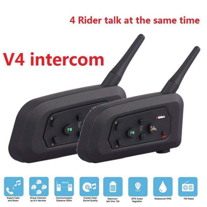 V4 Intercom Motorcycle Helmet Bluetooth Headset 4 Riders Talk At The ...
