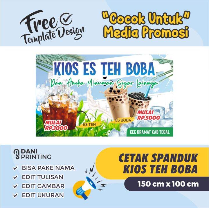 Banner Spanduk KIOS TEH BOBA 150 cm X 100 cm BISA DI EDIT | Lazada ...
