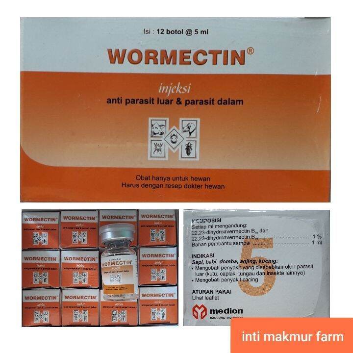 WORMECTIN 1 BOX Isi 12 botol 5ml obat jamur parasit cacing scabies ...