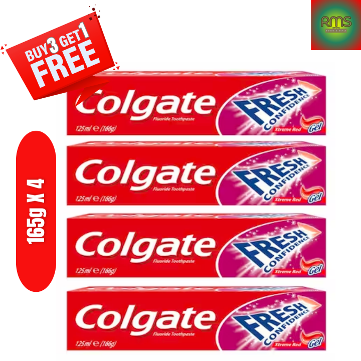 Colgate Fresh Confidence Xtreme Red GEL Buy 3 Get 1 Free 165g x 4 Pack ...