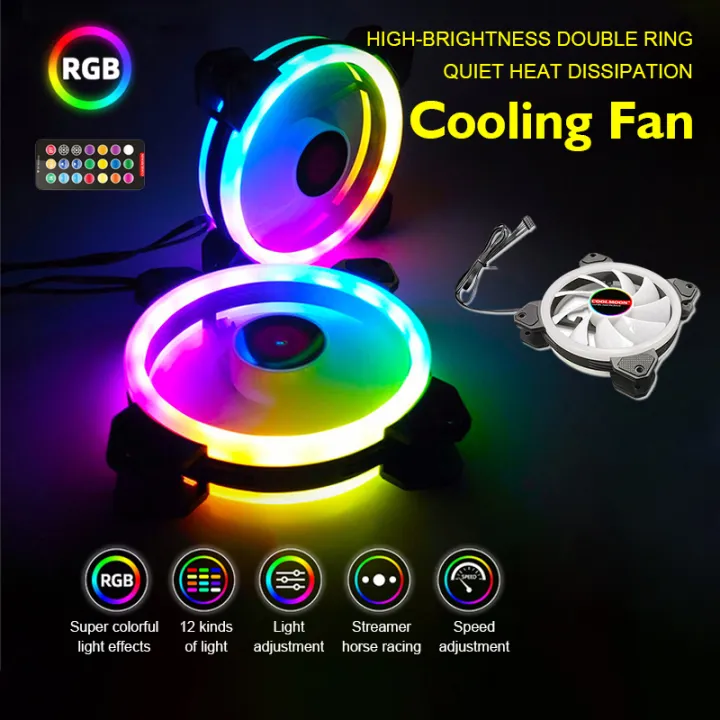 3PCS Cooling Fan | RGB Control LED PC Case Fan 7 Blades CPU Fan Cooling ...