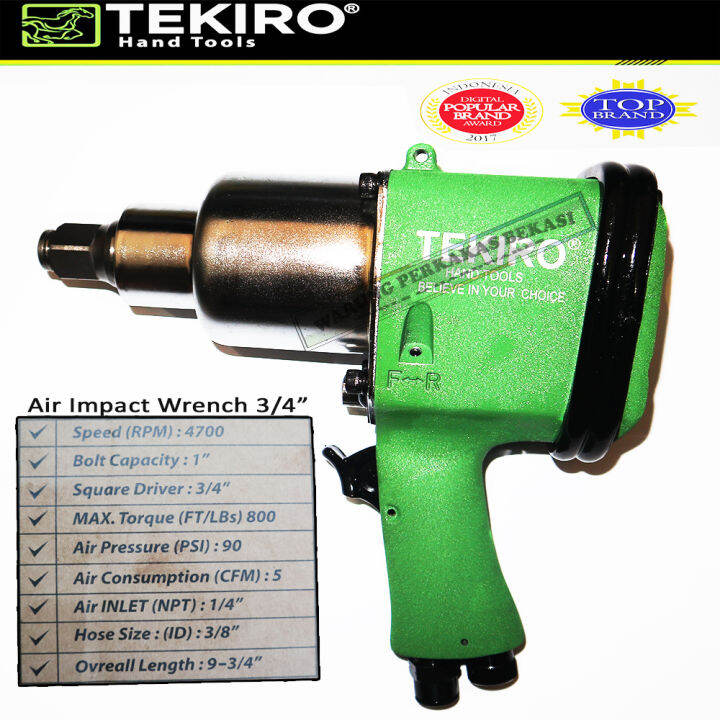 Tekiro Air Impact Wrench Angin Alat Pembuka Dan Pengencang Mur Baud 3/4 Inchi Heavy Duty ...