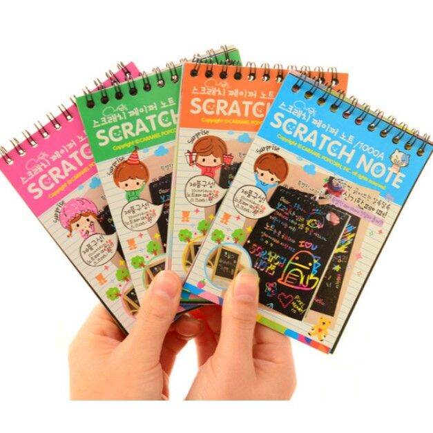 SCRATCH NOTE Black Paper Graffiti DIY Coils Drawing Book Colorful Paper ...