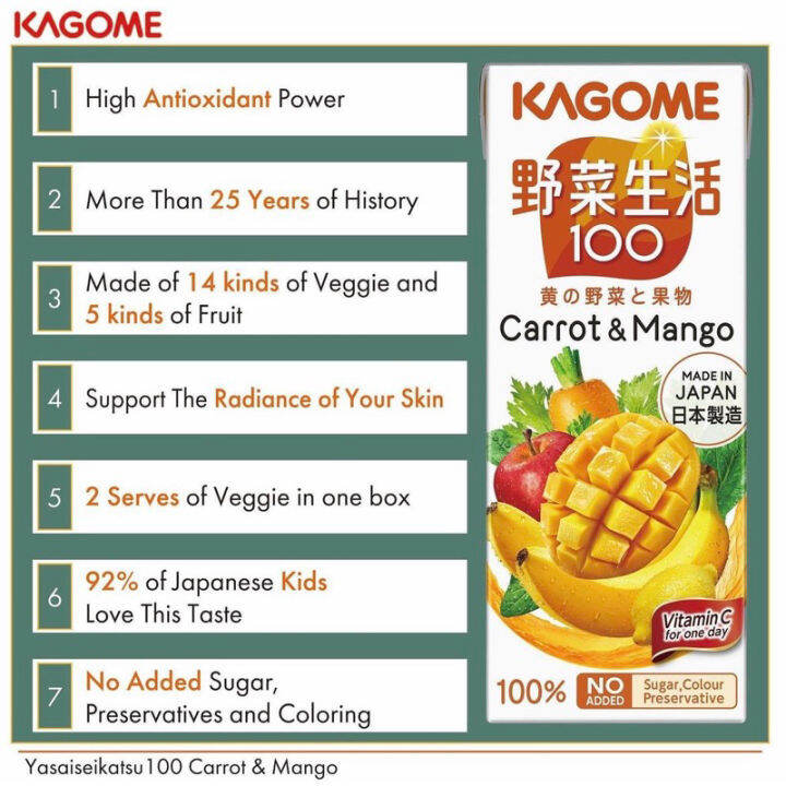 HOT SMBEF [Japan No. 1] Kagome Mango Mixed Juice (Healthy Drink) | Lazada PH
