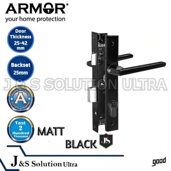 ARMOR ALM-NS7025-02/D60/MATT BLACK LEVER MORTISE SET | Armor Grill Lock ...