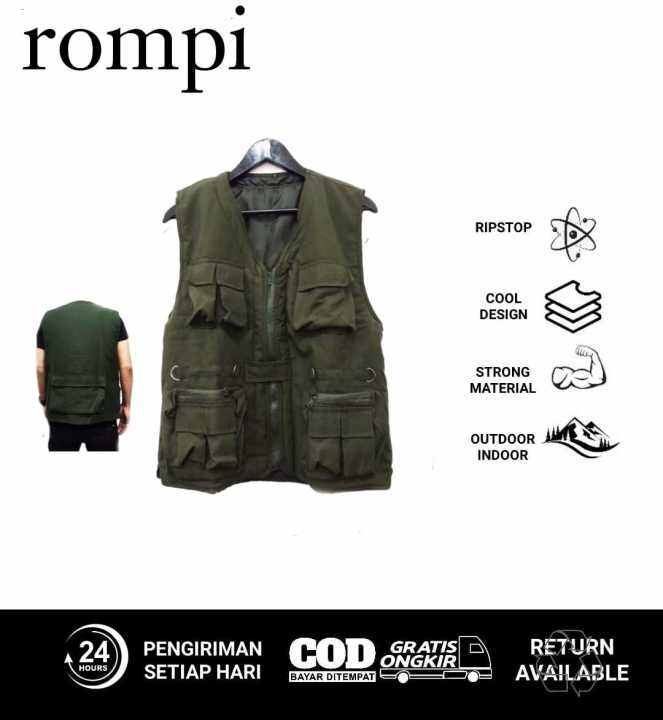ROMPI TACTICAL AUTDOOR MULTIFUNGSI ROMPI CARGO BANYAK SAKU / VEST ...