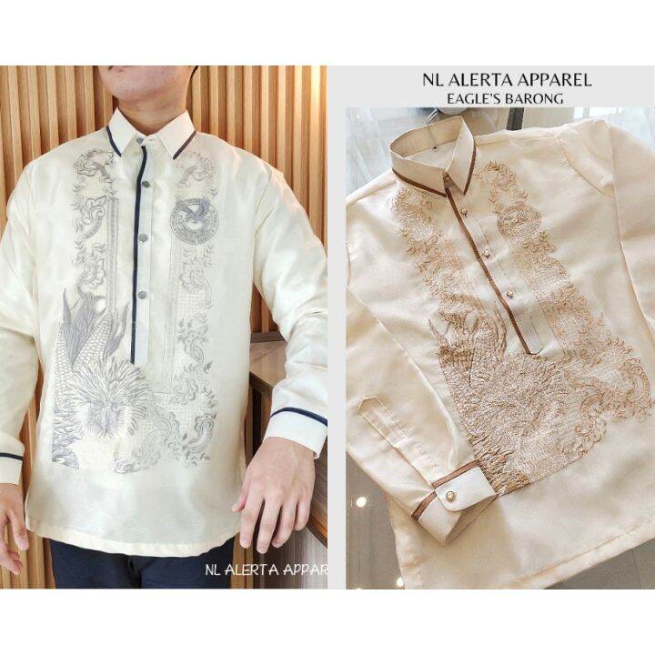 MODERN BARONG FOR MEN WITH EAGLE LOGO PURE EMBROIDERED | Lazada PH