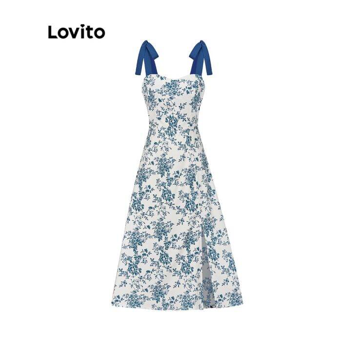 Lovito Women Contrast Tape Dress L56Ed110 (Blue) | Lazada PH