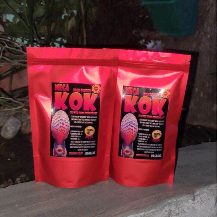 Hot sale MEGA KOK (high protein) flower horn food pellet 100g 150g ...