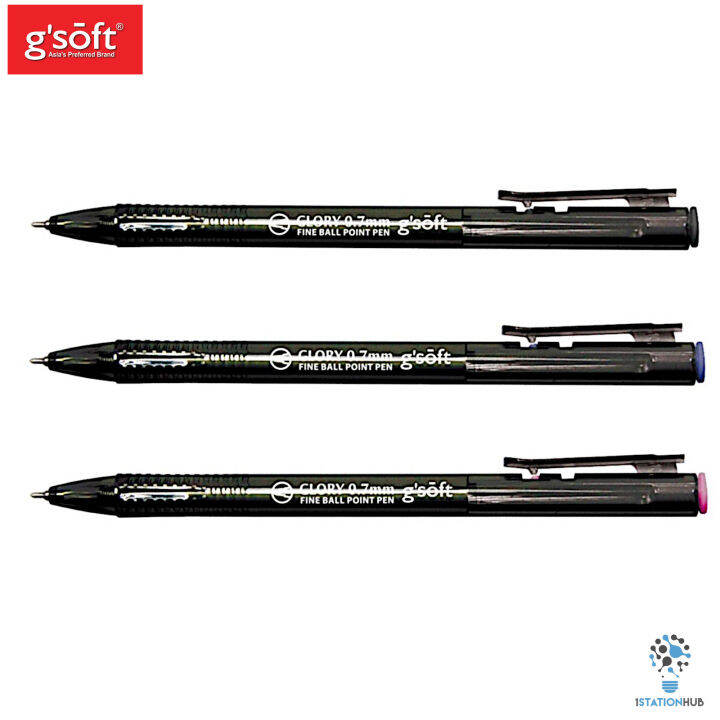 G'Soft Glory Retractable Ball Pen 0.7mm | Gsoft Black Blue Red Pens ...