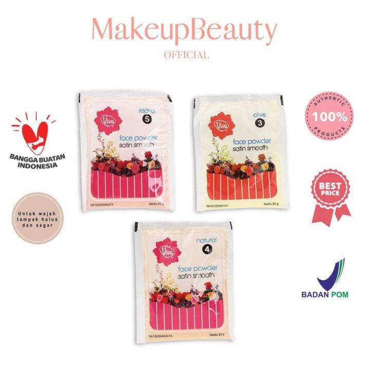 VIVA Bedak Tabur Zak Face Powder Satin Smooth Sachet 10gr / 15gr / 25gr ...