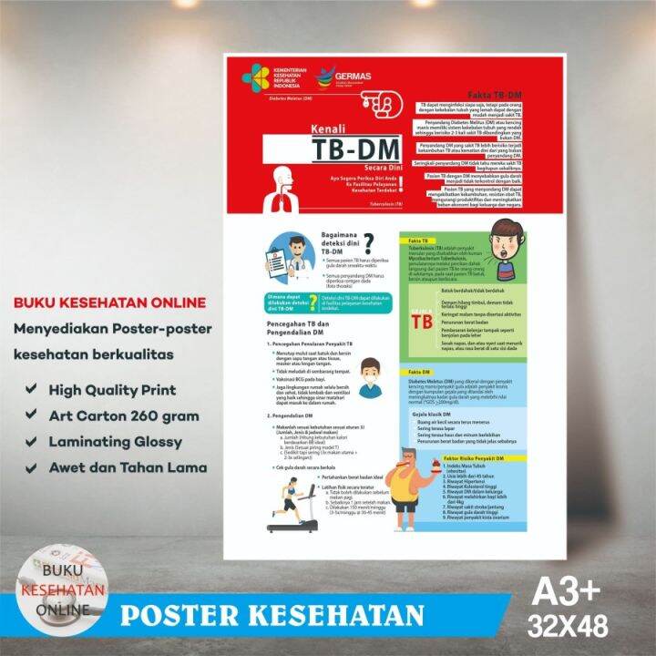 Poster Kesehatan KENALI TB-DM - LAMINATING GLOSSY | Lazada Indonesia