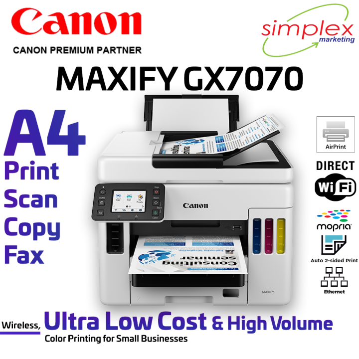 Canon MAXIFY GX7070 Refillable Inkjet Printer (Pre-Order) | Lazada
