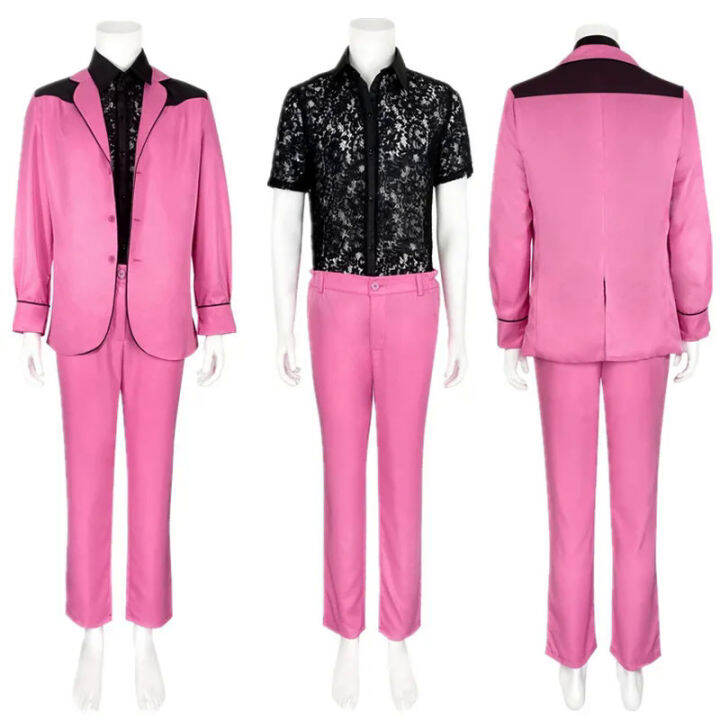 Cosplay Elvis (2022)-Elvis Presley Costume Pink Coat Black Shirt ...