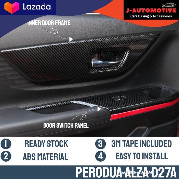 Perodua ALZA 2022 2023 D27A Carbon Fiber Gloss Black Door Switch Panel ...