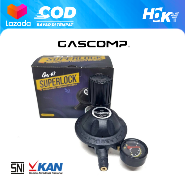 Regulator Gas Lpg 3 kg Anti Bocor GASCOMP Superlock Putar GRS 02 Pengunci Mudah Dipasang ...