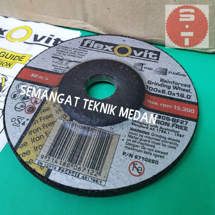 BATU MATA GERINDA GRENDA BESI GRINDING WHEEL 100mm 4" X 6mm FLEXOVIT ...
