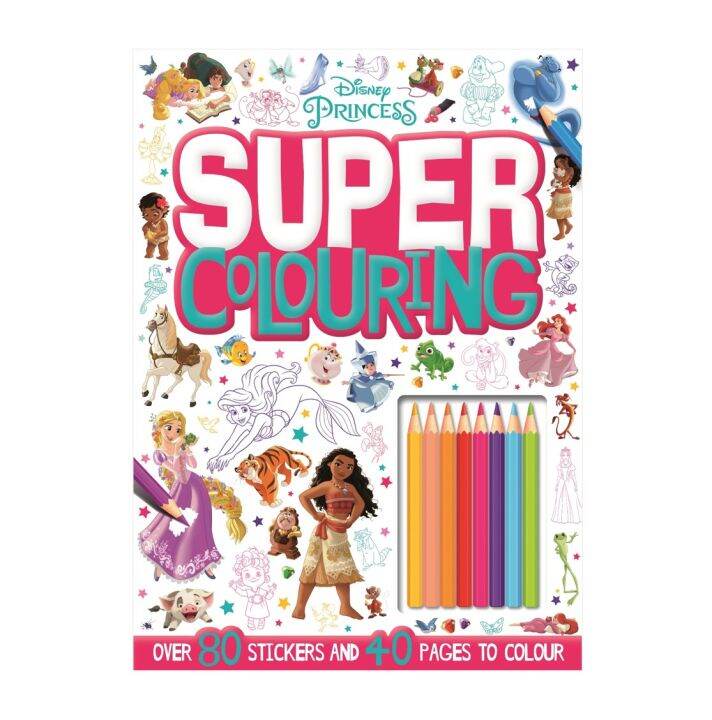 Disney Princess Super Colouring Book with Color Pencils & Stickers for ...
