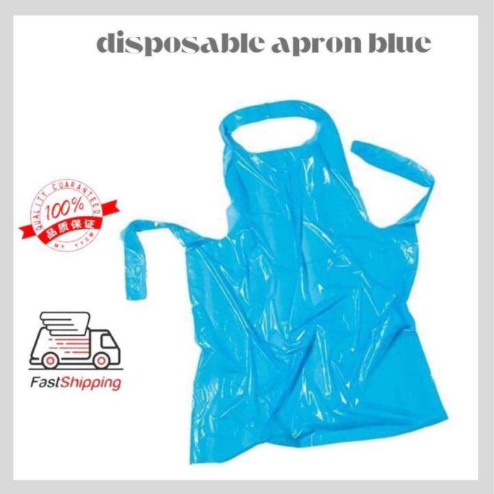 Frontliner Disposable Plastic Apron Blue Waterproof Ppe 50pcs 一次性围裙