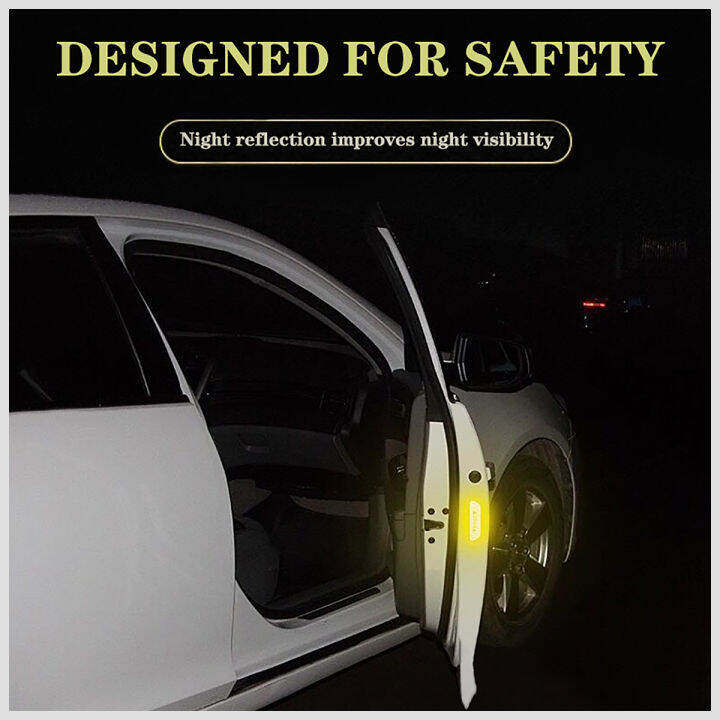 4pcs Auto Warning Mark OPEN Car Door Stickers Reflective Tape ...