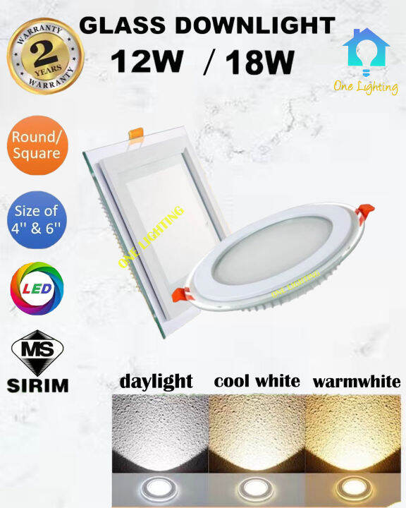 LED Glass Downlight 12W 18W LED Recessed Dowlight Round/Square Ceiling ...
