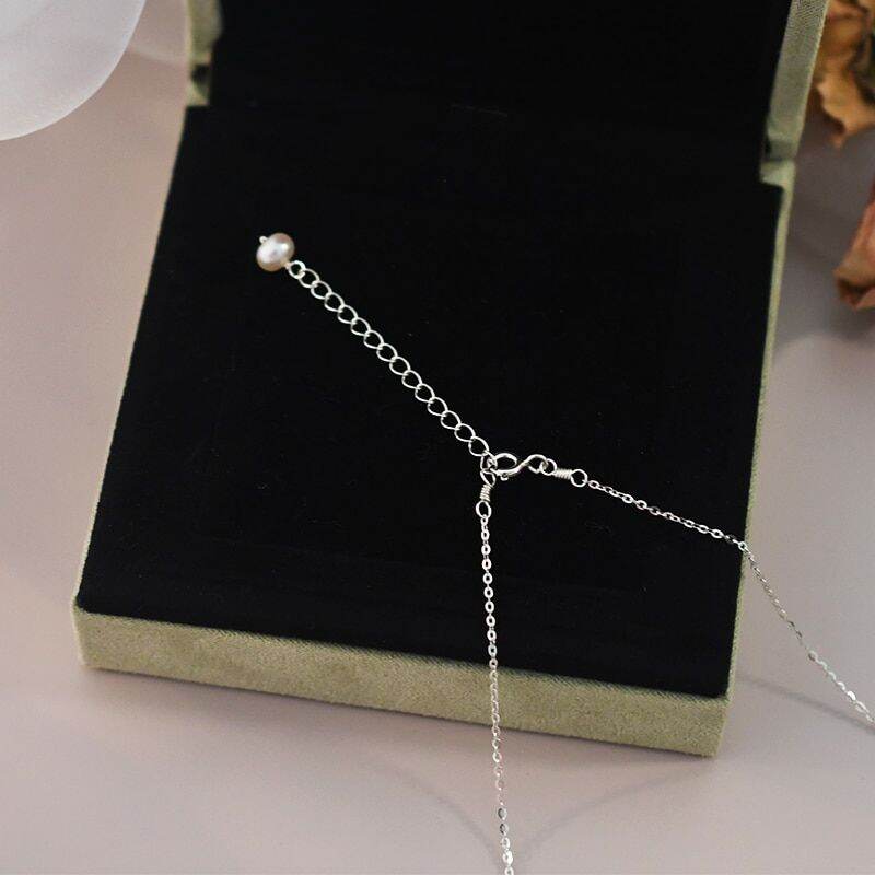 Ashiqi Natural Freshwater Pearl 925 Sterling Silver Necklace Simple