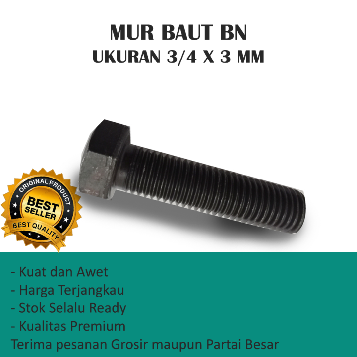 MUR BAUT HEXAGONAL 3/4 x 3 (HARGA SATUAN)- BAUT MUR HEXAGONAL 3/4 x 3 (HARGA SATUAN) | Lazada ...