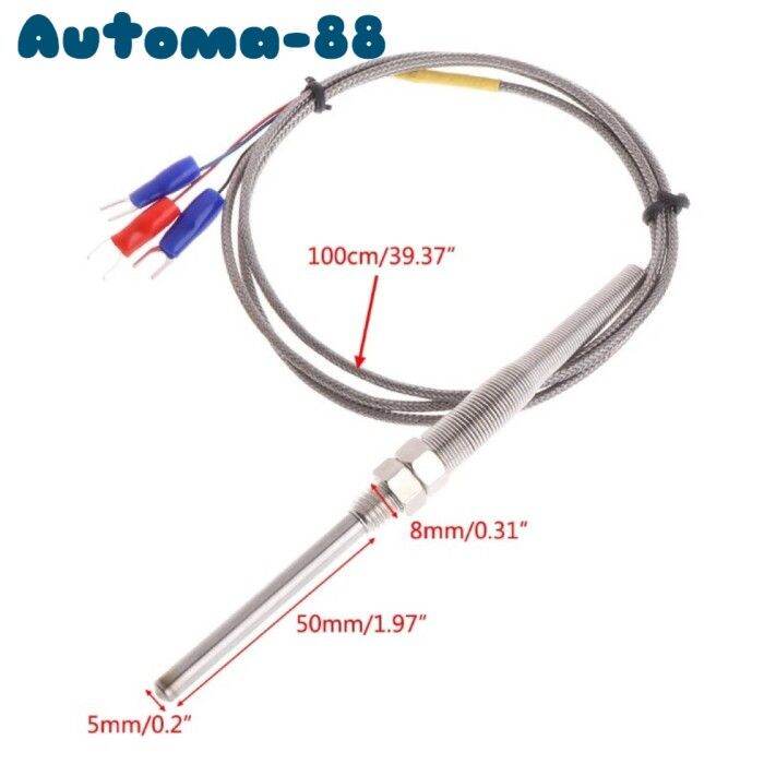 Siap Kirim Temperature Sensor RTD PT100 panjang probe 5cm 50mm x 5mm 3 ...