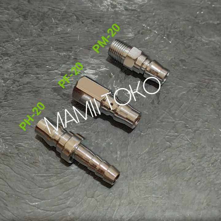 Quick coupler angin 1/4 PH PF PM 20 nepel kopler selang kompresor ...