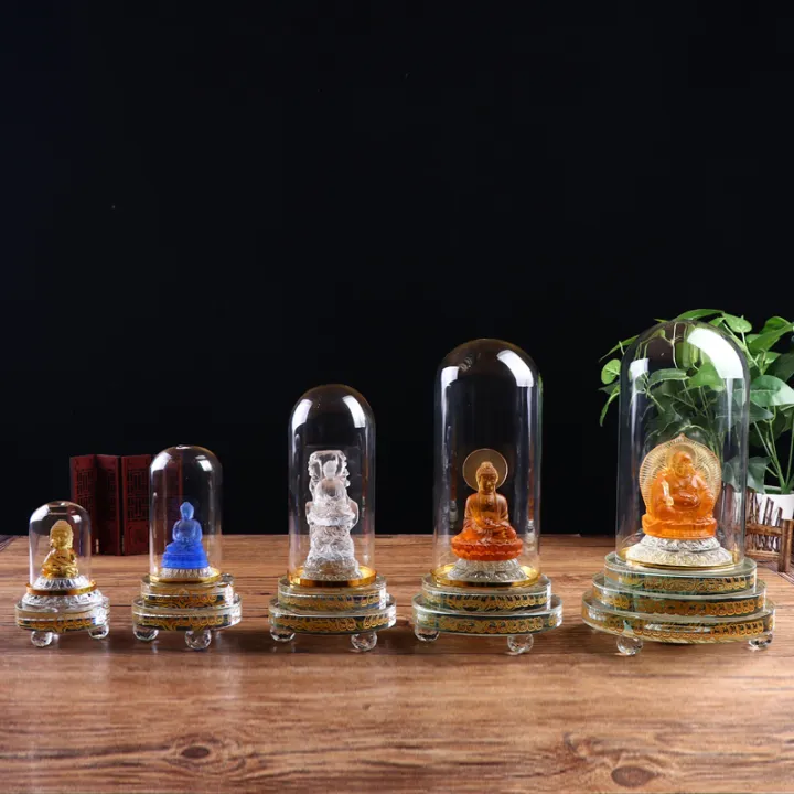 Crystal glass cover for small Tibetan Buddha statues, dust cover for ...