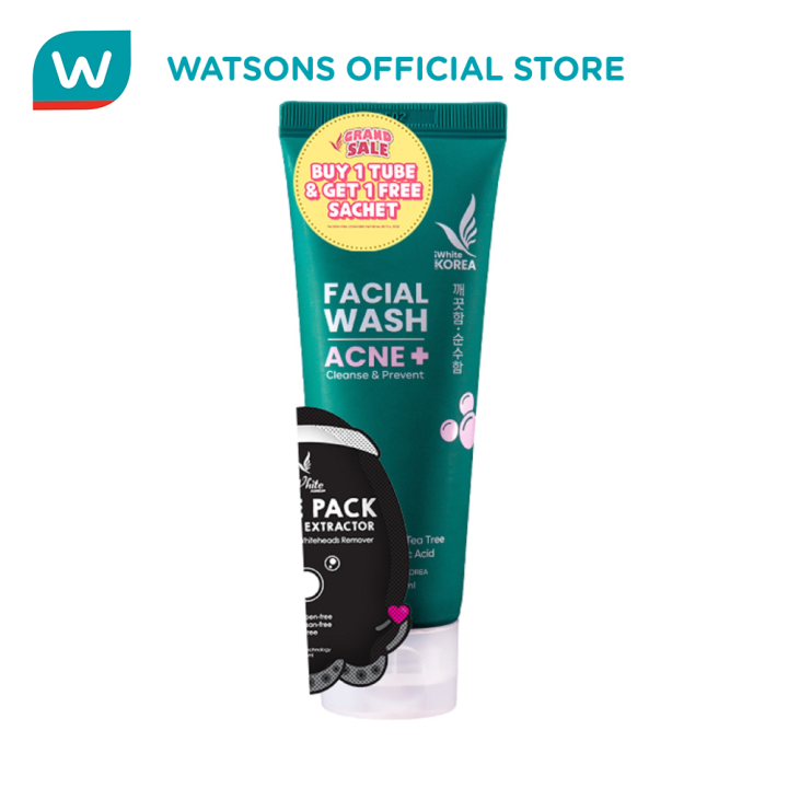 IWHITE KOREA Facial Wash Acne+ 100ML with FREE Nose Pack The Black ...
