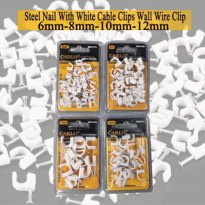 Round white Cable Clip With concrete nail Wire Organizer/ PVC, Metal ...