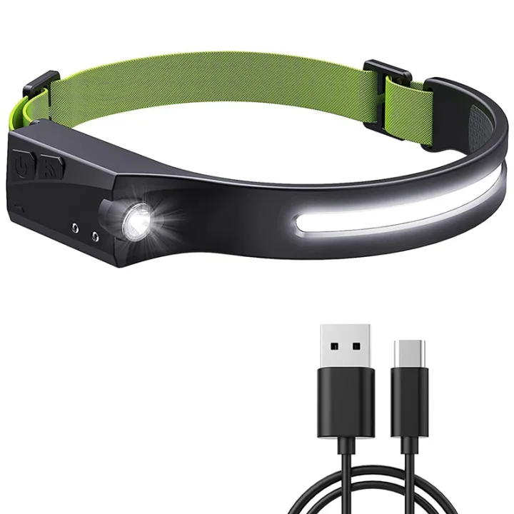 LED Head Torch,USB Head Light Rechargeable,COB LED Motion Sensor ...