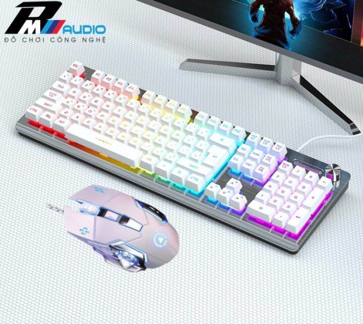 Bàn Phím Giả Cơ K002 LangTu Có Núm Xoay Đa Năng Và Chuột Máy Tính Laptop G15 Led RGB Tự Đổi Màu ...