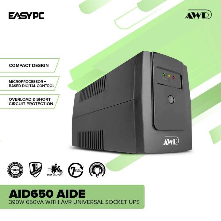 EasyPC | AWP AID650 Aide 390W-650VA with AVR Universal Socket ...