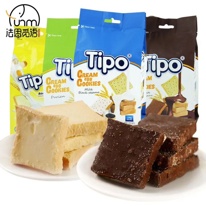 Fasimiyu เวียดนามนำเข้าtipo rusk 135กรัมอาหารเช้านมช็อคโกแลตรสทุเรียนเคลือบบิสกิต | Lazada.co.th