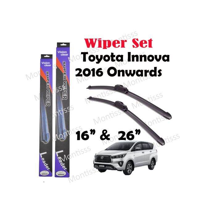 Super Wiper 16" & 26" Toyota Innova (2016 - Onwards) Banana type Wiper ...