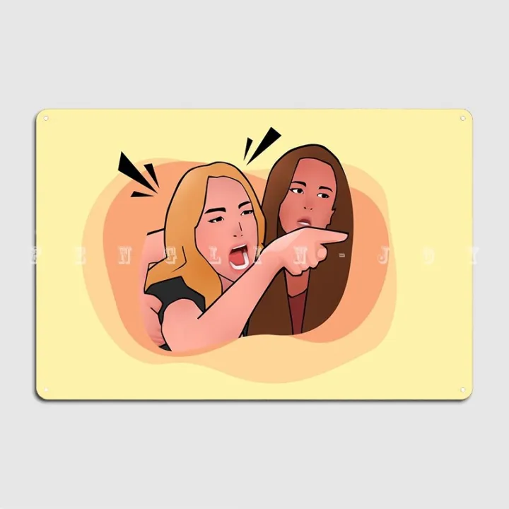 Yelling Woman Meme Cartoon Metal Sign Club Party Garage Club Decoration ...
