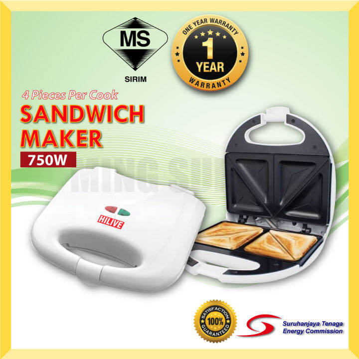 MS_ SIRIM Sandwich Maker 750W Hilive HL-6882SW Pemanggang Pembakar Roti ...