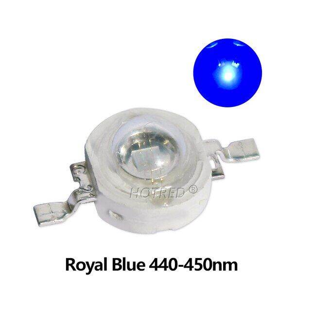 10-100ชิ้น LED 1W 3W 440nm 450nm รอยัลบลูชิปพลังแรงสูงไดโอด Grow 3W ...